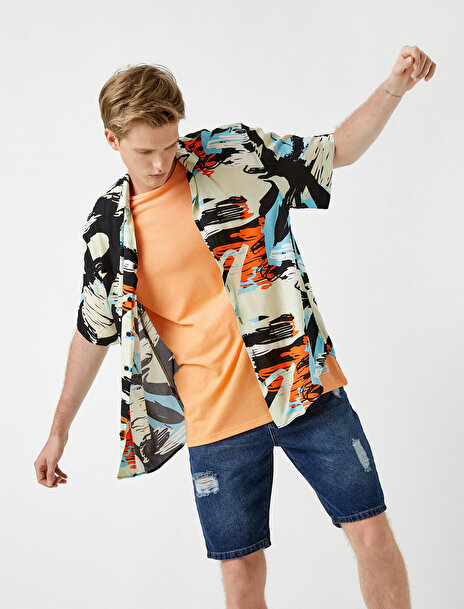 Koton Erkek Eskitilmiş Jean Şort Pamuklu