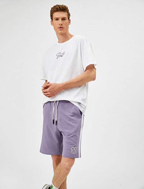 Koton Erkek Yazılı Şort Belden Bağlamalı Cepli