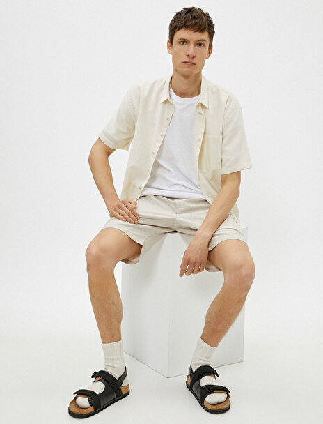 Koton Erkek Chino Şort Çizgili Pamuklu