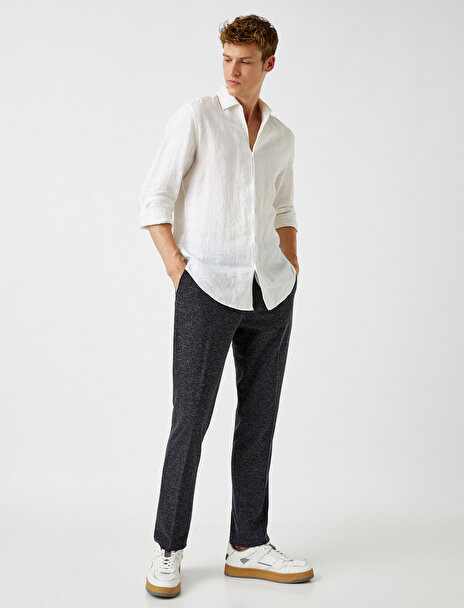 Koton Erkek Keten Karışımlı Slim Fit Chino Pantolon