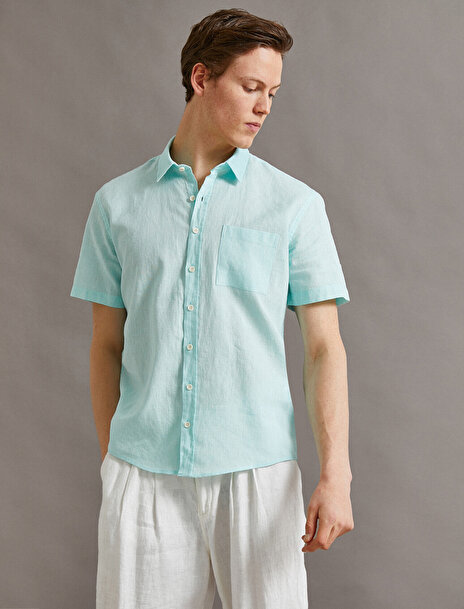 Koton Erkek Keten Gömlek Kısa Kollu