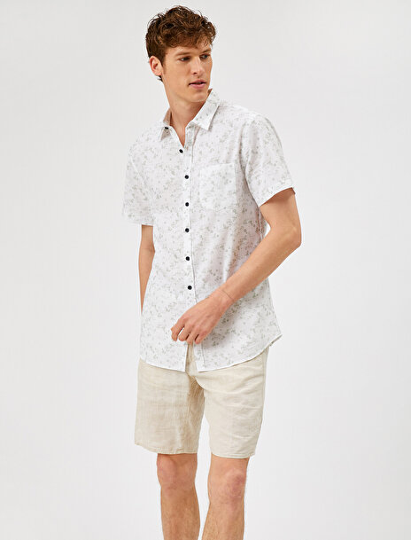 Koton Erkek Desenli Gömlek Slim Fit Kısa Kollu Pamuklu Koton Erkek Desenli Gömlek Slim Fit Kısa Kollu Pamuklu