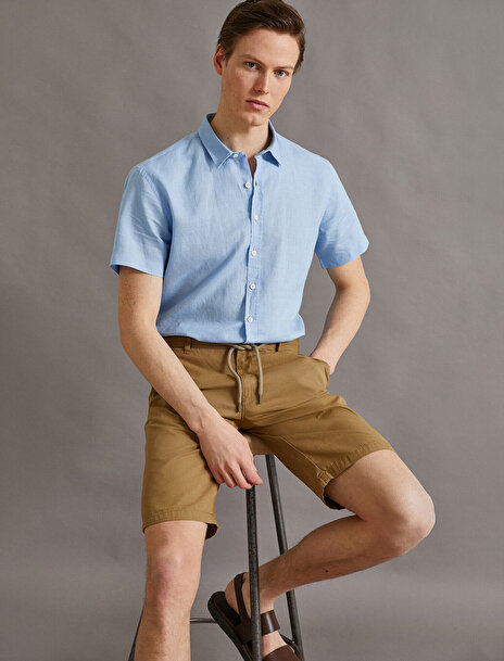 Koton Erkek Keten Gömlek Kısa Kollu