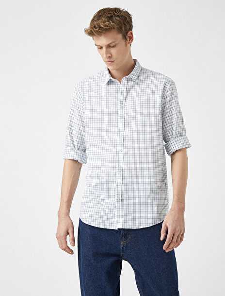 Koton Erkek Klasik Yaka Uzun Kollu Pamuklu Gömlek