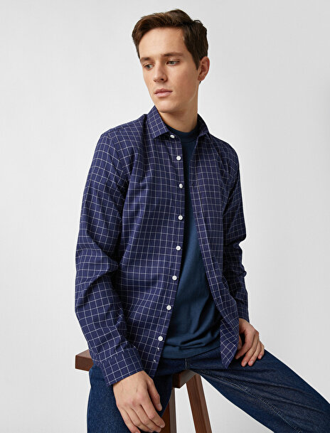 Koton Erkek Kareli Klasik Yaka Uzun Kollu Gömlek Koton Erkek Kareli Klasik Yaka Uzun Kollu Gömlek