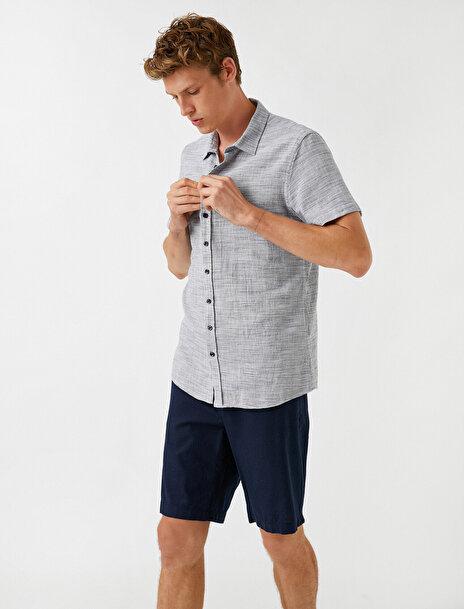 Koton Erkek Kırçıllı Kısa Kollu Gömlek Pamuklu