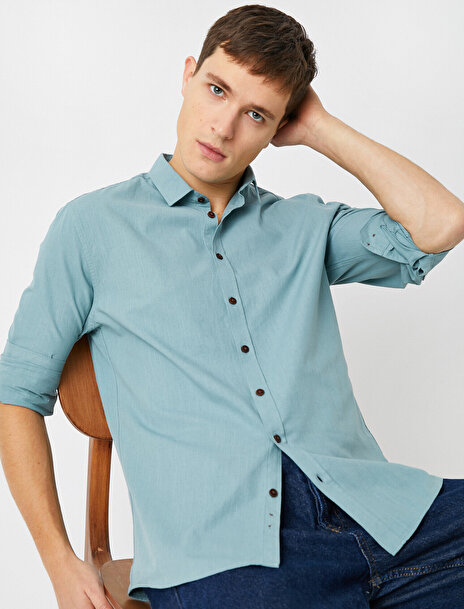 Koton Erkek Klasik Yaka Pamuklu Uzun Kollu Gömlek