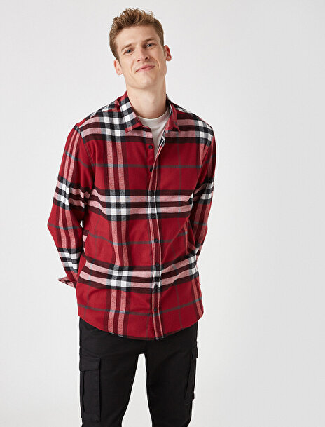 Koton Erkek Ekoseli Klasik Yaka Uzun Kollu Gömlek