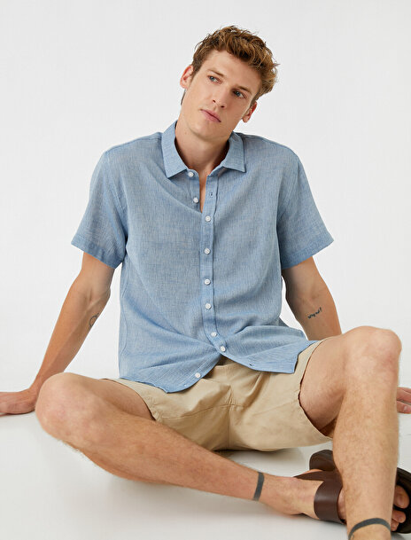 Koton Erkek Kırçıllı Kısa Kollu Gömlek