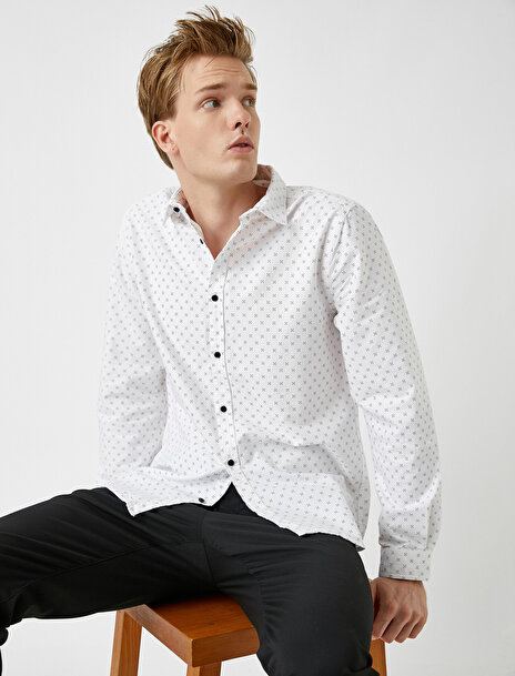 Koton Erkek Slim Fit Desenli Gömlek Pamuklu