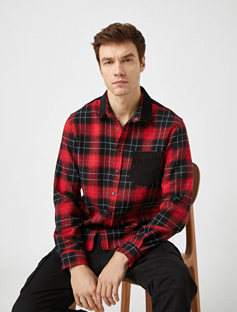 Koton Erkek Ekoseli Cepli Klasik Yaka Gömlek