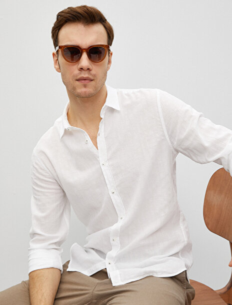 Koton Erkek Pamuklu Klasik Yaka Uzun Kollu Gömlek