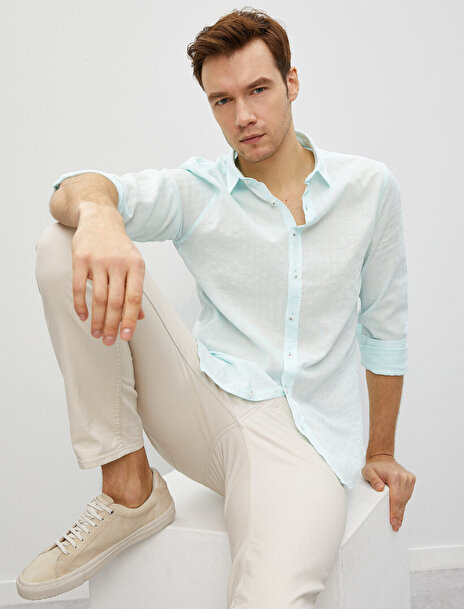 Koton Erkek Pamuklu Klasik Yaka Uzun Kollu Gömlek