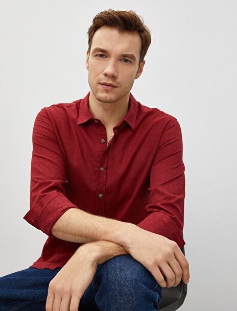 Koton Erkek Klasik Yaka Pamuklu Uzun Kollu Gömlek