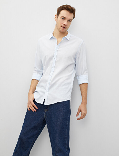 Koton Erkek Klasik Yaka Pamuklu Uzun Kollu Gömlek