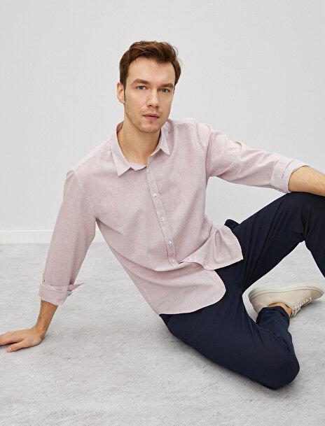 Koton Erkek Klasik Yaka Pamuklu Uzun Kollu Gömlek