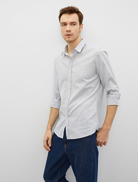 Koton Erkek Klasik Yaka Pamuklu Uzun Kollu Gömlek
