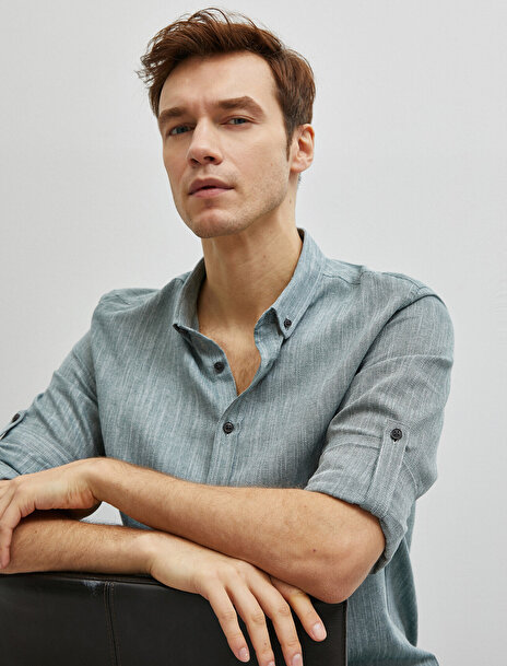 Koton Erkek Klasik Yaka Uzun Kollu Pamuklu Gömlek