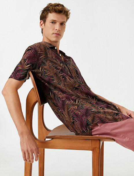 Koton Erkek Yaprak Desenli Kısa Kollu Gömlek