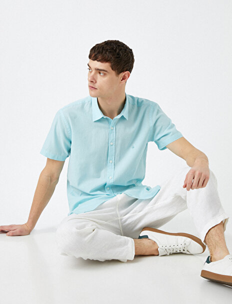 Koton Erkek Kısa Kollu Gömlek Pamuklu Slim