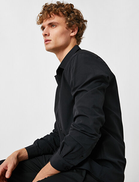 Koton Erkek Klasik Yaka Uzun Kollu Basic Poplin Kumaştan Gömlek