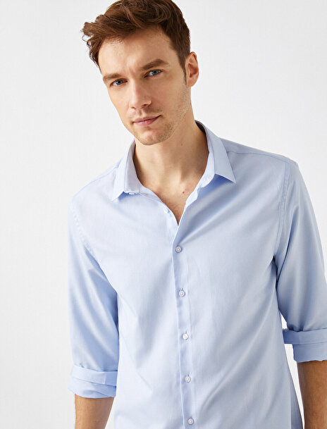 Koton Erkek Klasik Yaka Pamuklu Uzun Kollu Gömlek