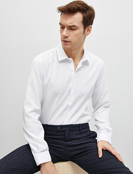 Koton Erkek Pamuklu Klasik Yaka Uzun Kollu Gömlek