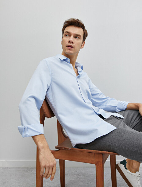 Koton Erkek Pamuklu Klasik Yaka Uzun Kollu Gömlek