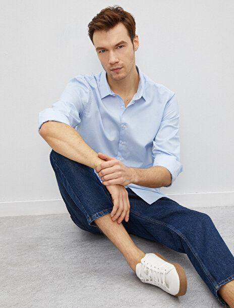 Koton Erkek Klasik Yaka Pamuklu Uzun Kollu Gömlek