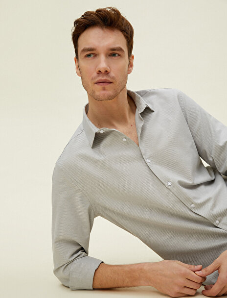 Koton Erkek Klasik Yaka Pamuklu Uzun Kollu Gömlek