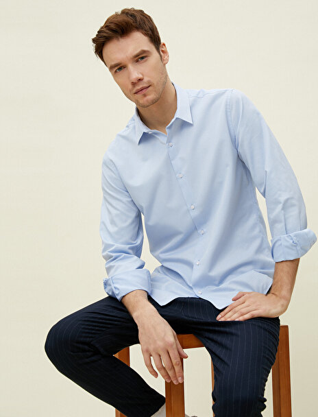 Koton Erkek Klasik Yaka Pamuklu Uzun Kollu Gömlek