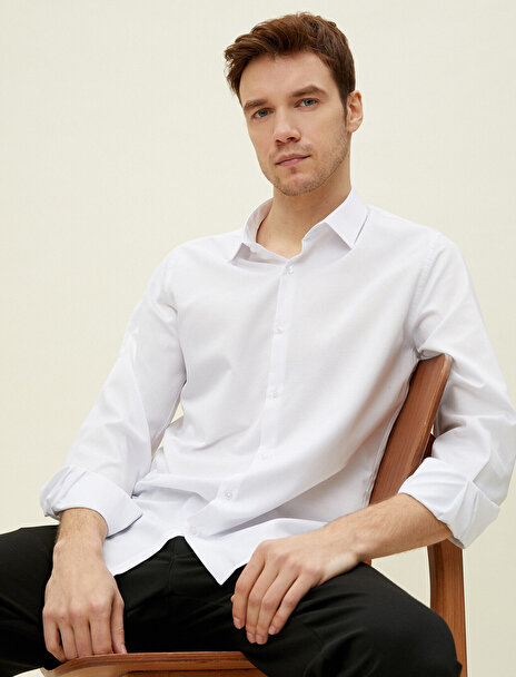 Koton Erkek Klasik Yaka Pamuklu Uzun Kollu Gömlek