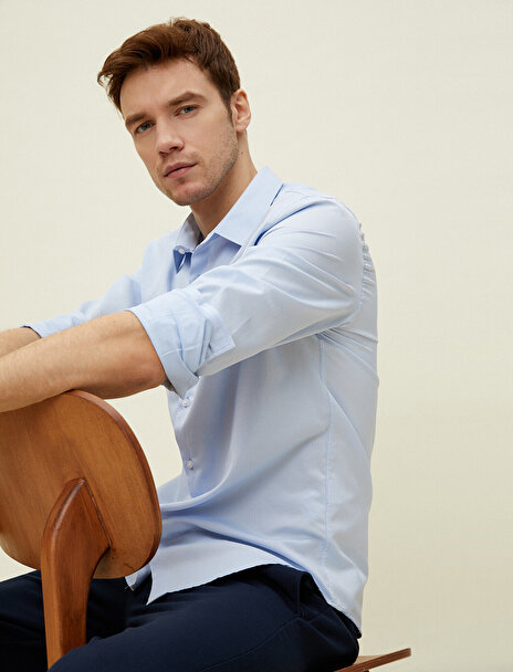 Koton Erkek Klasik Yaka Pamuklu Uzun Kollu Gömlek