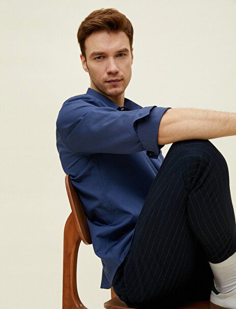 Koton Erkek Klasik Yaka Pamuklu Uzun Kollu Gömlek