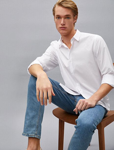 Koton Erkek Slim Fit Gömlek Uzun Kollu Pamuklu