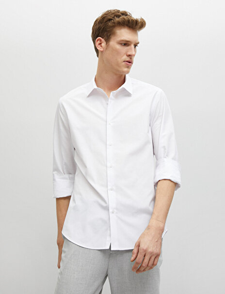 Koton Erkek Pamuklu Klasik Yaka Uzun Kollu Gömlek