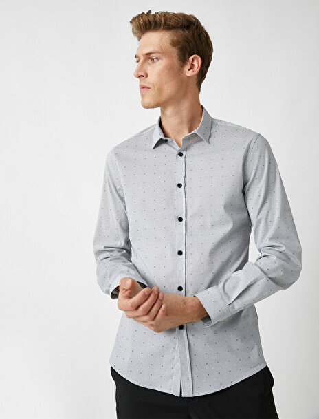 Koton Erkek Çizgili Desenli Klasik Yaka Uzun Kollu Gömlek