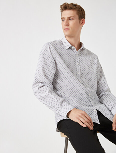 Koton Erkek Desenli Klasik Yaka Uzun Kollu Poplin Kumaş Gömlek Koton Erkek Desenli Klasik Yaka Uzun Kollu Poplin Kumaş Gömlek