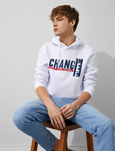 Koton Erkek Yazılı Baskılı Kapüşonlu Sweatshirt Koton Erkek Yazılı Baskılı Kapüşonlu Sweatshirt