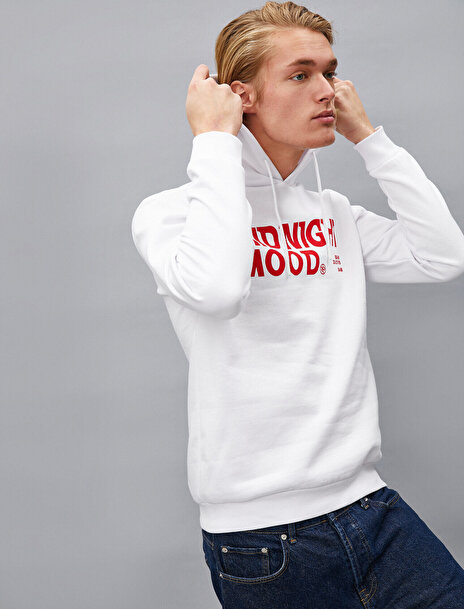 Koton Erkek Kapüşonlu Yazılı Baskılı Uzun Kollu Sweatshirt