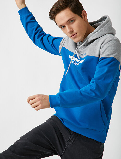 Koton Erkek Renk Bloklu Yazılı Baskılı Kapüşonlu  Sweatshirt Koton Erkek Renk Bloklu Yazılı Baskılı Kapüşonlu  Sweatshirt