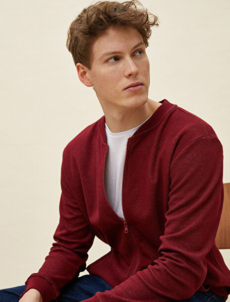 Koton Erkek Kolej Yaka Fermuarlı Pamuklu Sweatshirt Koton Erkek Kolej Yaka Fermuarlı Pamuklu Sweatshirt