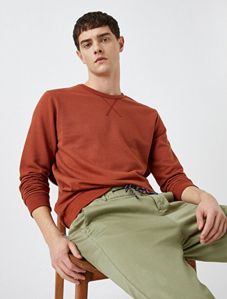 Koton Erkek Pamuklu Basic Bisiklet Yaka Uzun Kollu Sweatshirt