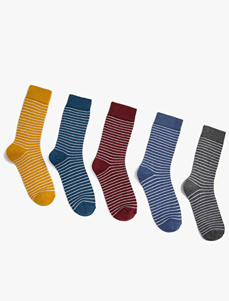 Koton Erkek Erkek Çizgili Çorap Seti Pamuklu