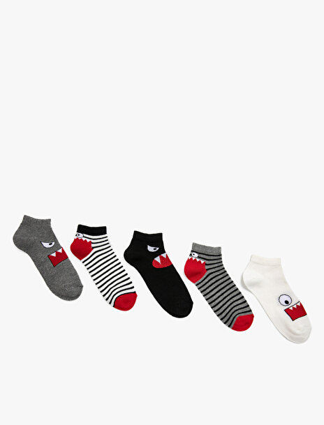 Koton Erkek Çocuk Erkek Çocuk Çizgili Çorap Seti Pamuklu Desenli