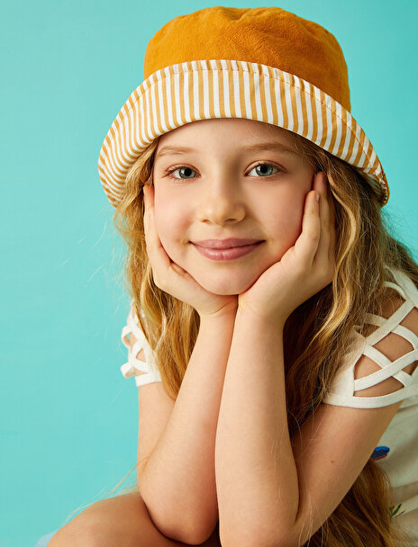 Koton Kız Çocuk Çizgili Şapka Pamuklu