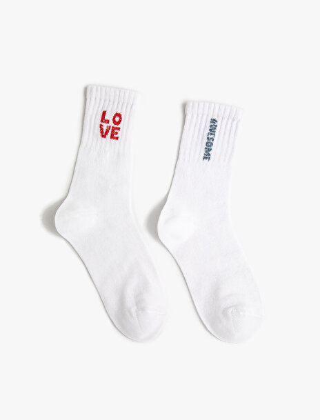 Koton Kız Çocuk Kız Çocuk Sloganlı Çorap Seti Pamuklu
