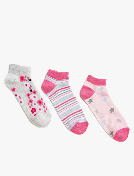 Koton Kız Çocuk Kız Çocuk Desenli Çorap Seti Pamuklu Çizgili