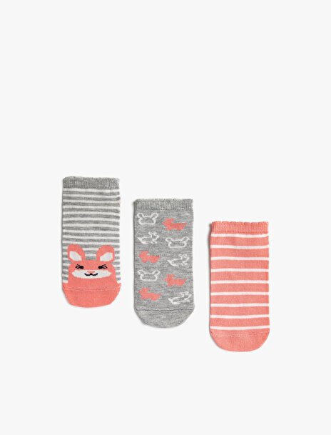 Koton Kız Çocuk Kız Çocuk Çizgili Çorap Seti Desenli Pamuklu
