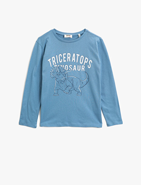 Koton Erkek Çocuk Yazılı Baskılı Bisiklet Yaka Pamuklu Sweatshirt